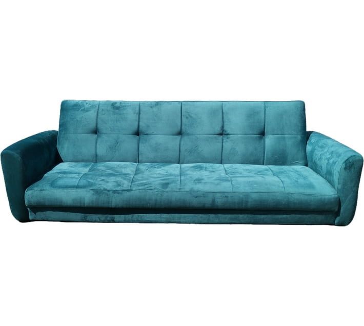 ST Sleeper Couch Velvet 3 Seater Sofa (Finish Colour - Blue:, Pre ...