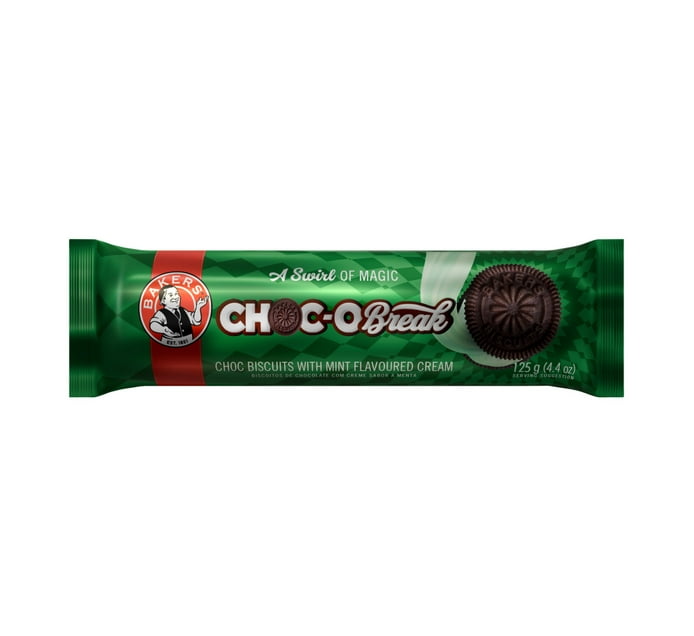 Buy Bakers Choc O Break Mint Flavoured Chocolate Biscuits 125g in Bulk ...