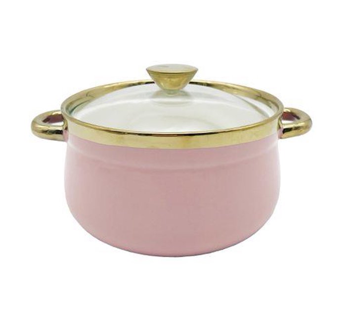 Elegant King 20cm Ceramic Coating 1.2L Serving Pot - Pink Gold | Makro