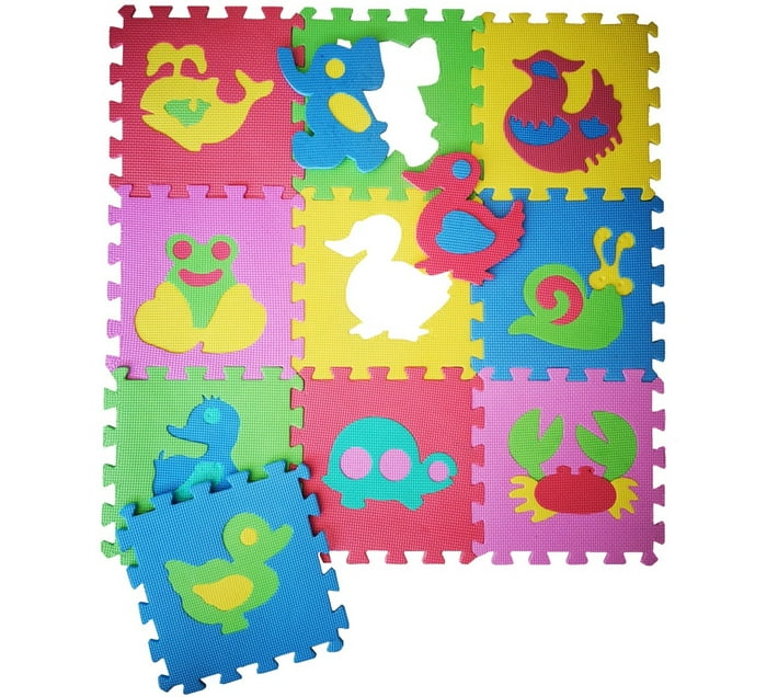 Umlozi EVA Educational Foam Puzzle Floor Mat for Kids 10 Pieces - 1 x 1 ...