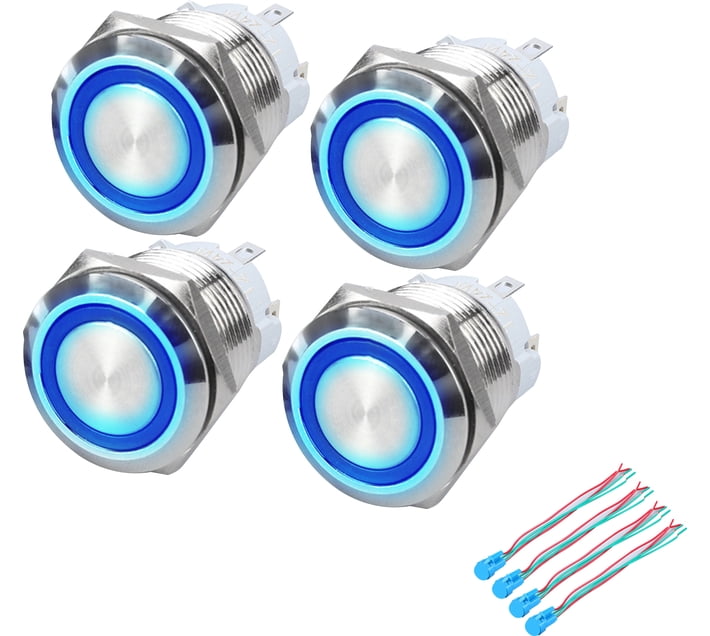 Mix Box 4PCs 19mm 24V Stainless Steel Latching Push Button Switch with ...