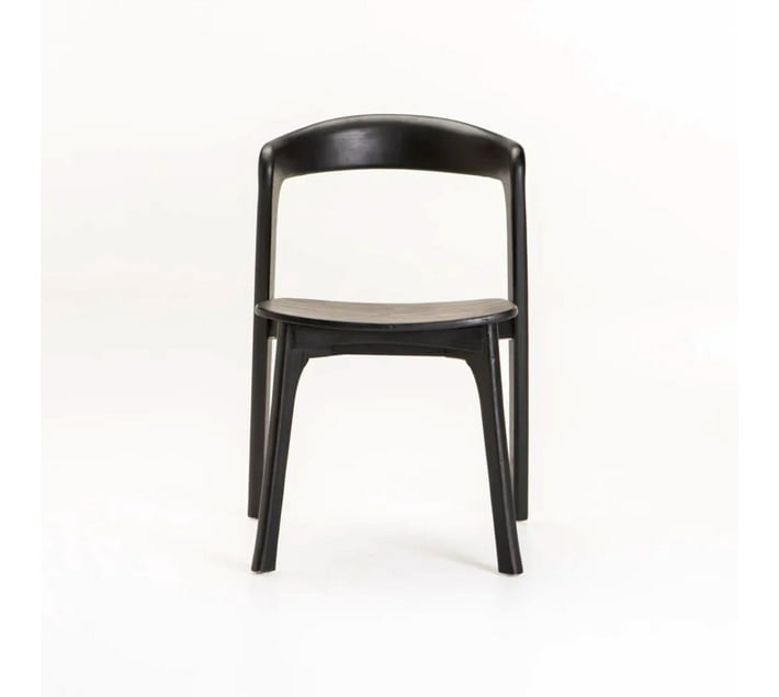 VIVIDITTO Solid Wood Dining Chair (Set of 1, Finish Colour - BLACK) | Makro