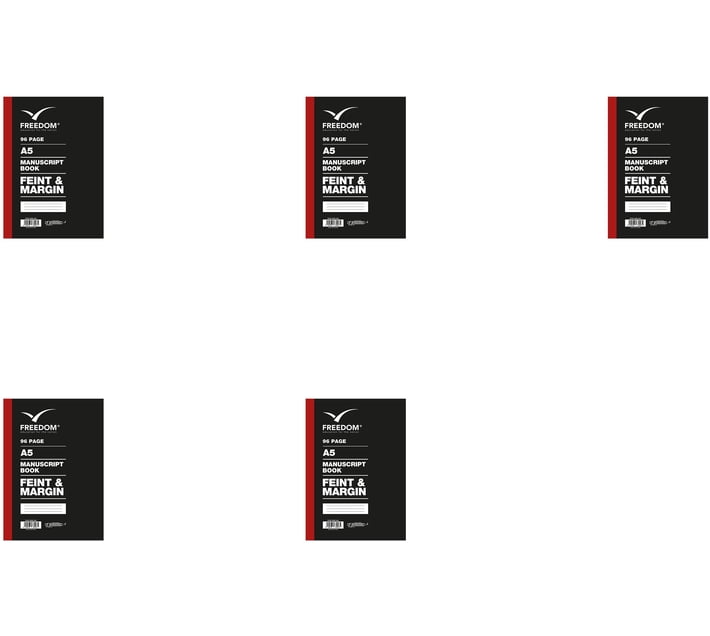 Freedom 96 Pages Manuscript Books A5 Notebook Feint and Margin (Black ...