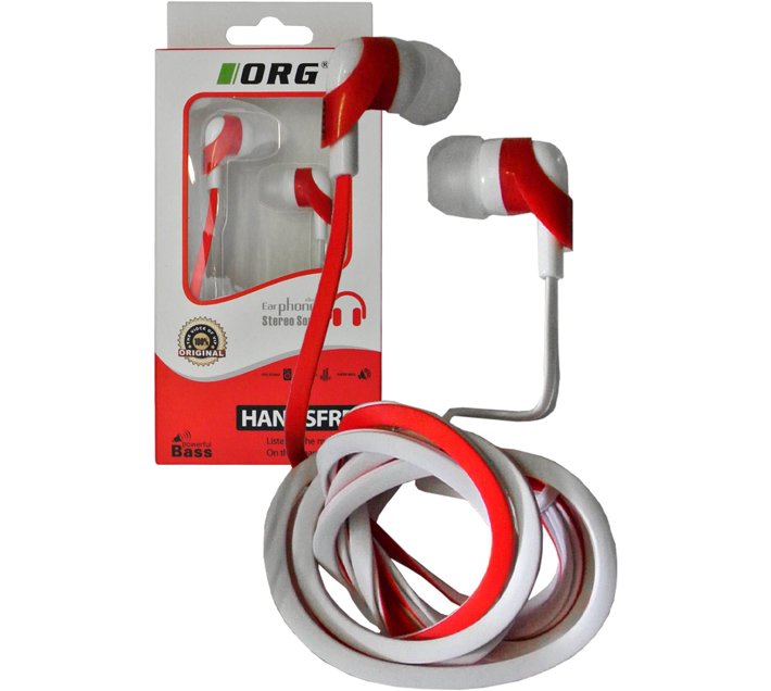 ORG Earphones b&w/red/orange handsfree Wired without Mic Headset (In ...