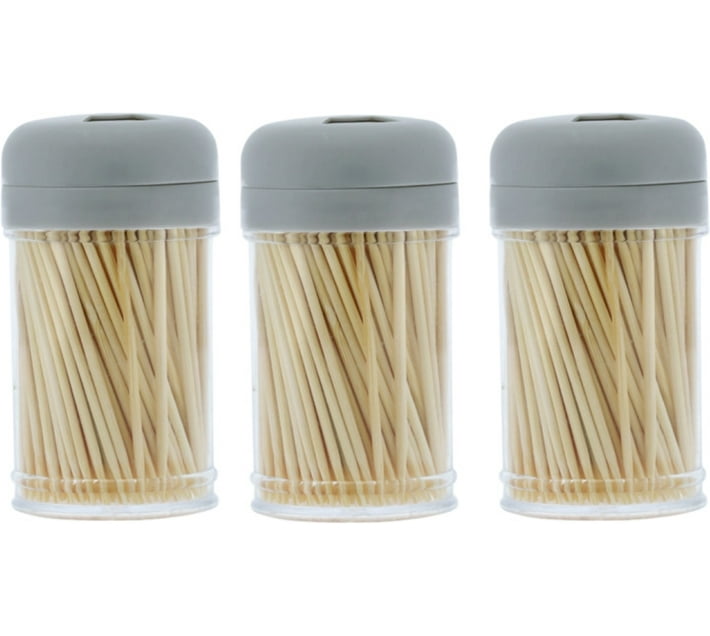 onlineaddict Bamboo Toothpicks Dental Floss Stick (Yellow, Green, Blue ...