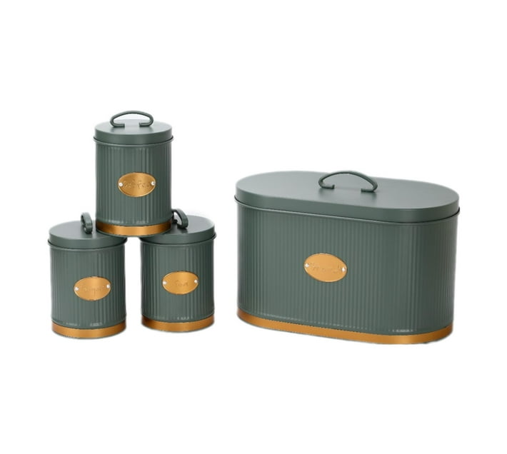 Royal Homeware 4Pc Venezia Breadbin Set - Green | Makro