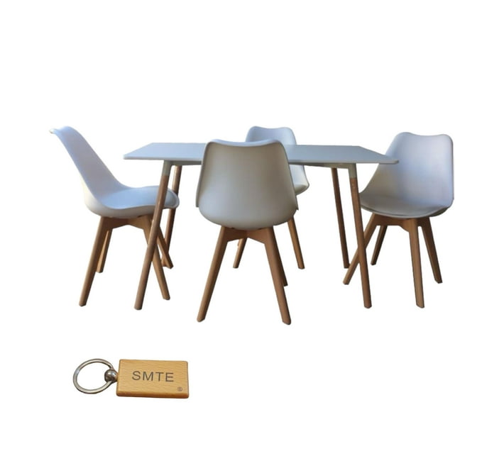 Someones In A Makro Rectangle Table 4 Padded Chairs White Smte
