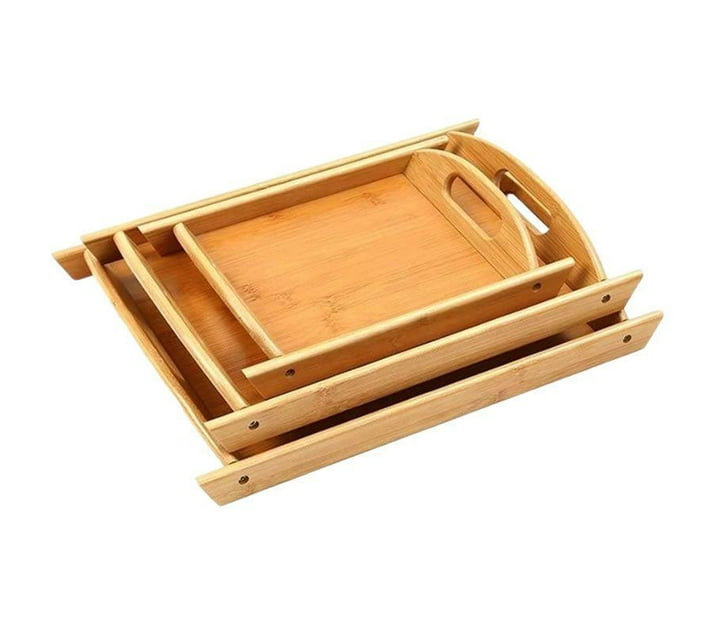 Someone’s in a Makro Set of 3 Bamboo Serving Tray with Cut Out Handles Mood