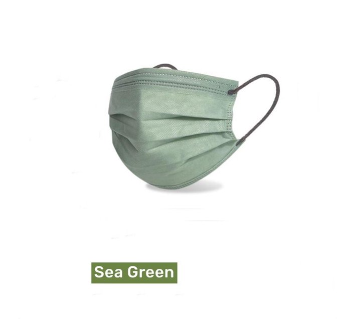Pack of 10 Morandi Color 3-Layer Disposalbe Face Mask-Sea Green | Makro