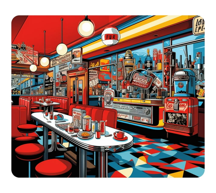 Someone’s in a Makro Mouse Pad - Retro Diner Delight pattern Illustrate ...