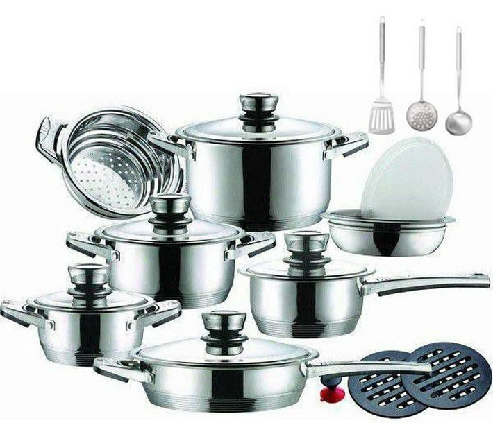 SMTE 74421204 Non-Stick Coated Stainless Steel Cookware Set (10 - Piece ...