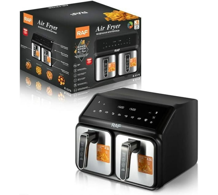 RAF Air fryer R.5377, 2200 Watt, 9 Liter, 220v, 50Hz, Black Air Fryer (9 L) | Makro