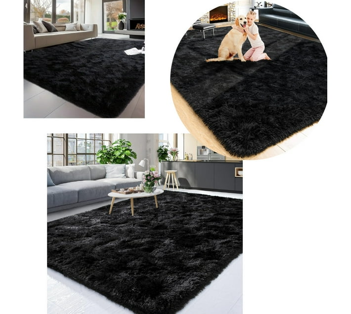 SMTE Black Polyester Area Rug (150 cm, X 200 cm, Rectangle) | Makro