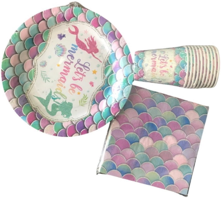 Buzz Fire Mermaid Themed -3 pack - Paper plates, Paper cups, Serviettes ...