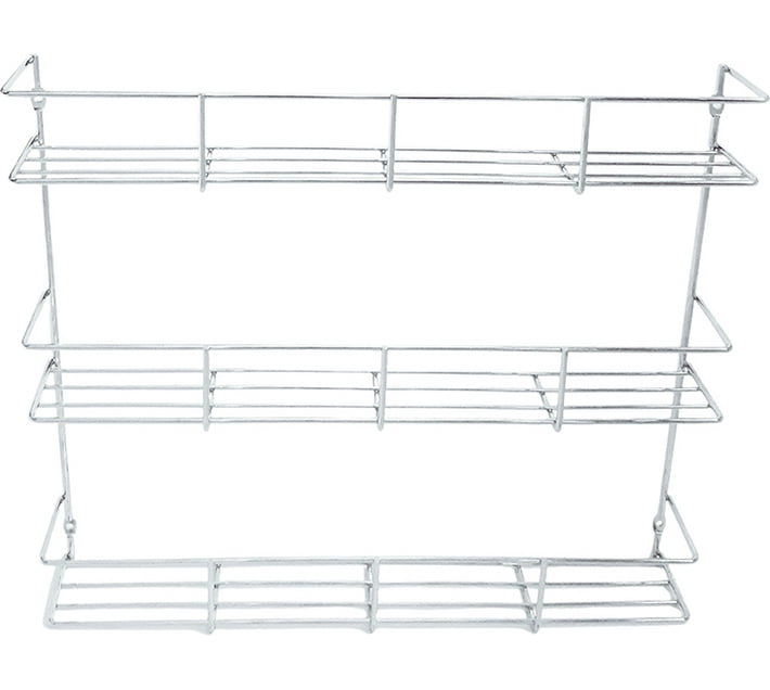 ROCO Spice Rack 3 Tier Chrome Steel Can Kitchen Rack (Silver) | Makro