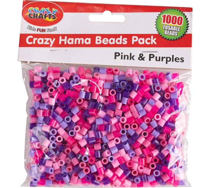 Crazy Crafts Hama beads pack - Pinks & Purples Beads Art and Craft Kit ...