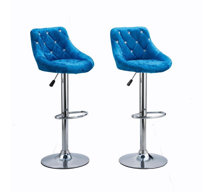 High Back Chrome Base Bar Stool - 2-in-1 box - Blue | Makro