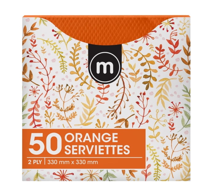 M Serviettes 2Ply 330mmx330mm Orange (1 x 50's) | Makro