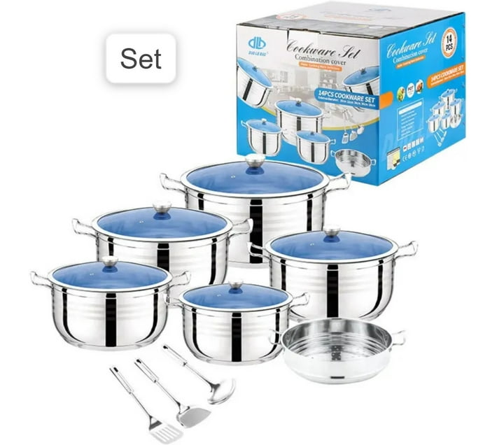 Buy Set 14 Pcs Stainless Steel Cookware Sets Pots and Pans Stainless ...