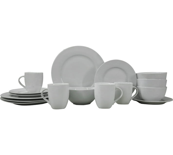 LMA Pack of 16 Ceramic White Basic Dinnerware Set Dinner Set () | Makro