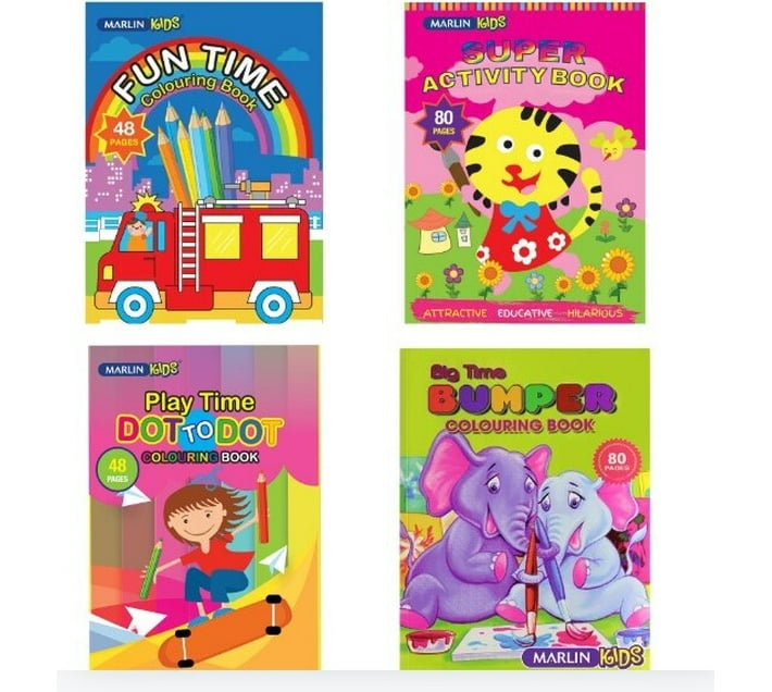 Marlin Kids Colouring Book Combo Pack – 4-Pack Craft Kits Art and Craft ...