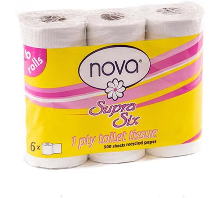 Nova 1 Ply Toilet Paper Roll (Pack of 1 x 6 Rolls) | Makro