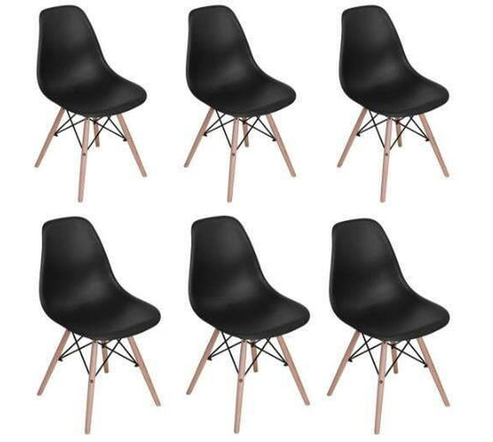 Sastro Solid Wood Dining Chair Set Of 6 Finish Colour Black Makro