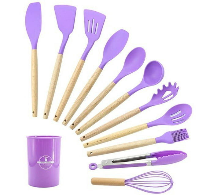 Generic 628400-7 12-Piece Non-Stick Cookware Set with Wooden Handle ...