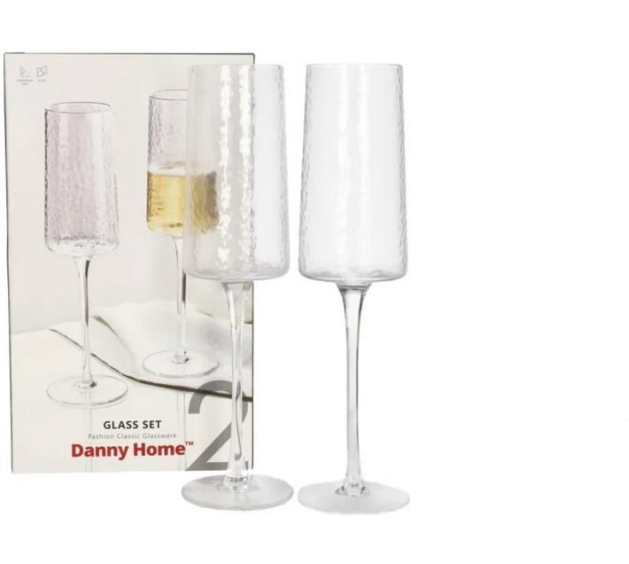 Buy DH (Pack of 2) Fashion classic Champagne Glass Set (290 ml, Clear ...