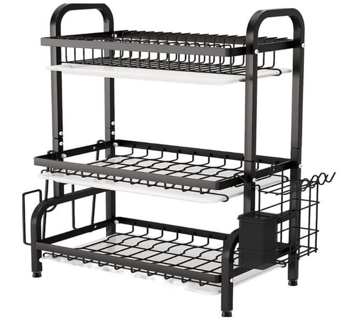 GlenFerti 3 Tier Multi-Level Storage Carbon Steel Dish Drying Kitchen ...