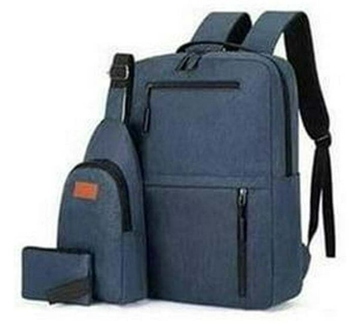 Set of 3 Laptop Backpack Handbag Crossbody Bag 15 l Backpack (Blue) | Makro