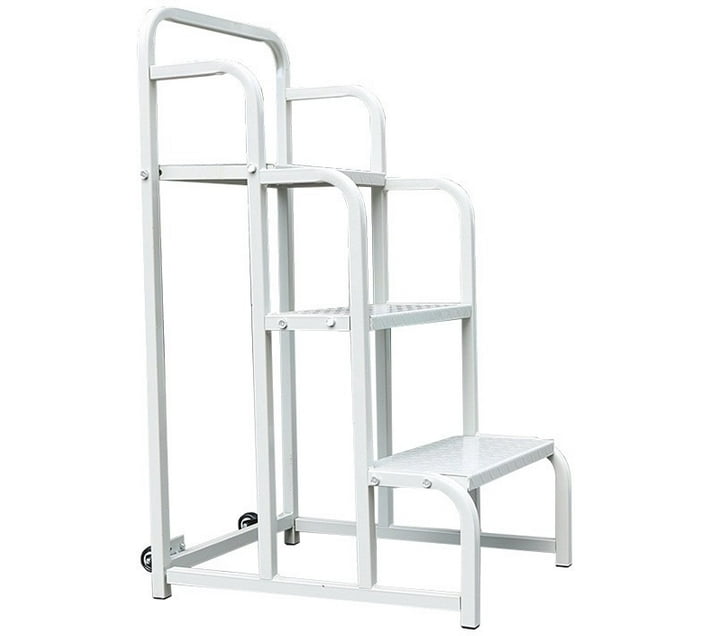Steel Furniture Warehouse Steel 3 Step Mobile Rolling Safety Ladder ...