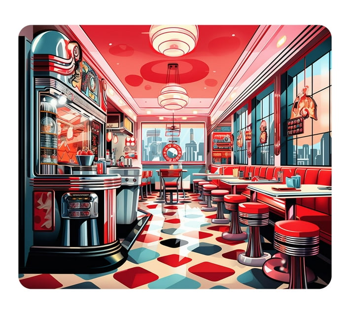 Someone’s in a Makro Mouse Pad - Retro Diner Delight pattern Illustrate ...
