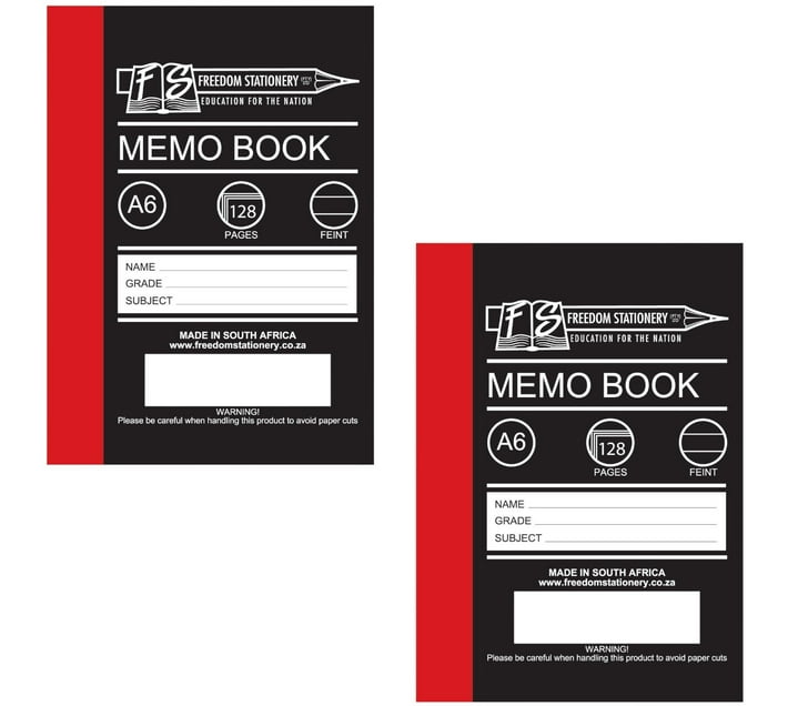 Freedom 128 Pages Memo Books - Hard Covers A6 Memo Book Feint (Black ...