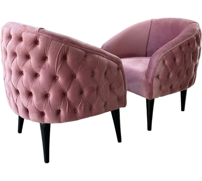 Nu Dekor Belo Button Velvet Chair Synthetic Fiber Living Room Chair ...