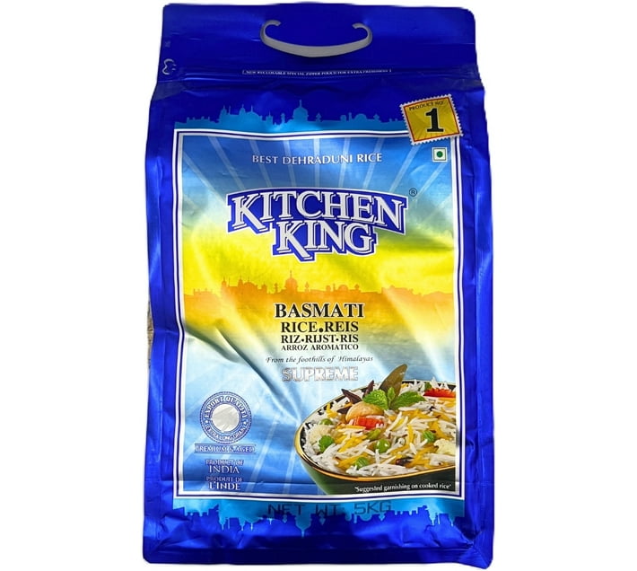 Kitchen King Basmati Rice World's No.1 Banskati Rice (Long Grain) (5 kg ...