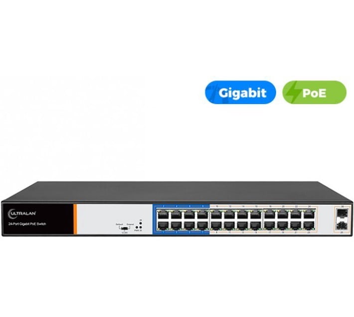 UltraLAN 24 Port 300W Gigabit Ethernet AI PoE Switch with 2 SFP Uplink ...