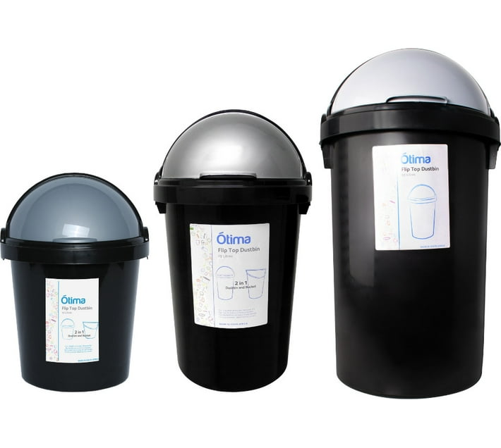 Buy Otima OTIMA065 Plastic Dustbin (Black, Pack of 3) in Bulk | Makro ...