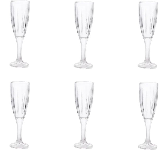 Crockery Centre (Pack of 6) GL2312 Champagne Glass Set (210 ml, Glass ...