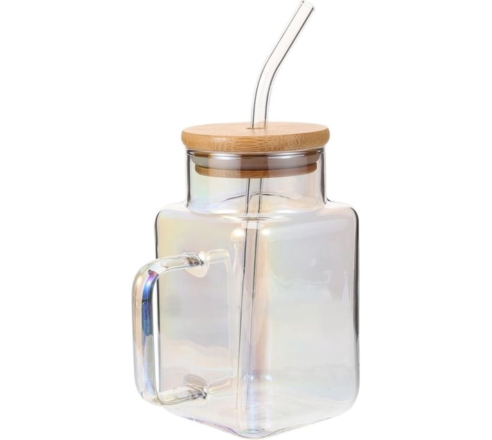 GENERIC Mason Jar with Lid and Straw Reusable Drinking Glass Bottle ...