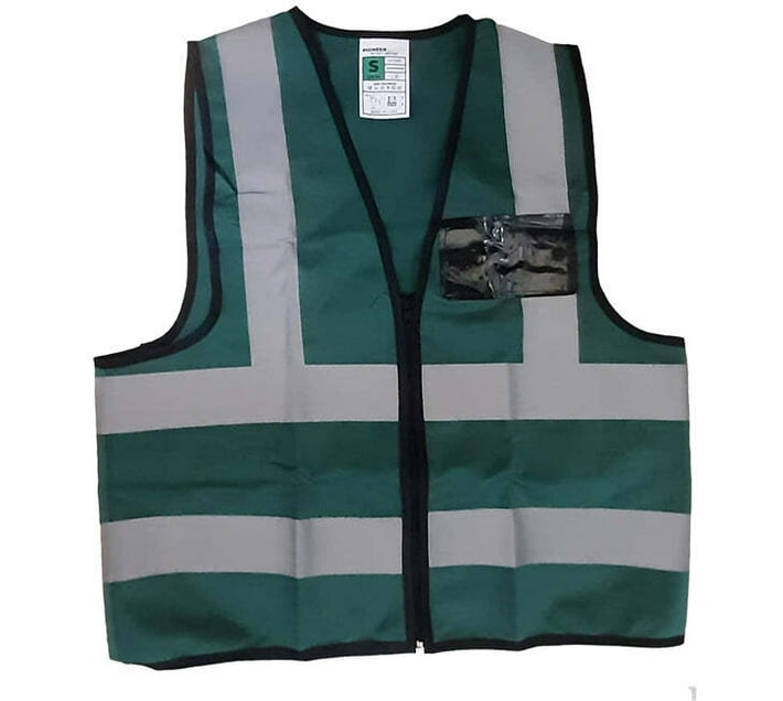 PIONEER SAFETY Vests Reflective Zip Id Pocket Dark Green Safety Jacket ...