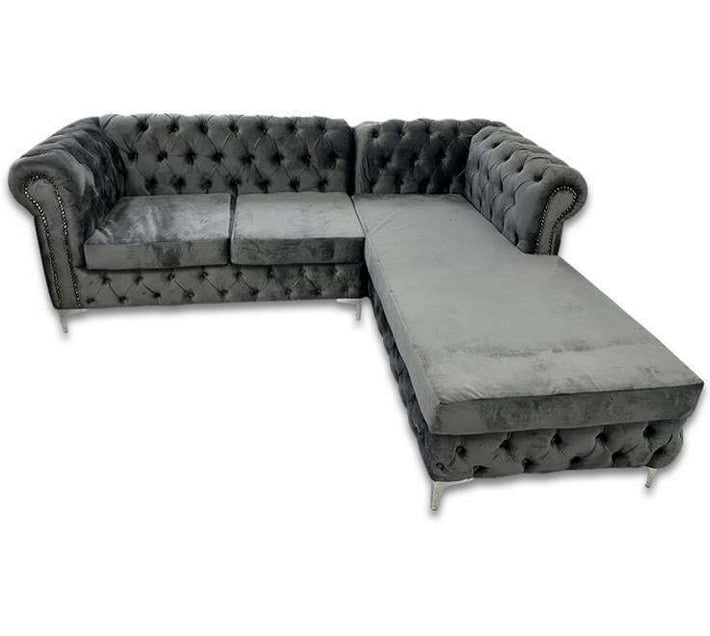 MD Bedding Chesterfield Corner Couch Full-Grain Leather 7 Seater Sofa ...