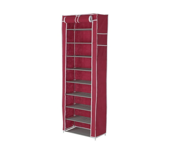 Someone’s in a Makro 9 Tiers Shoe Rack Organizer with Cover - red Mood