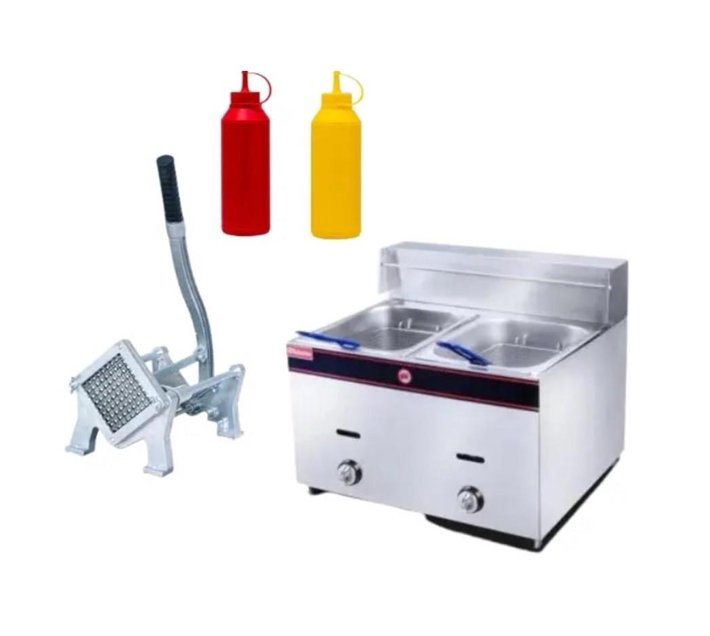Mini Gas Fryer Combo _ with cutter, 2Xspice shaker and 2Xsauce bottle ...