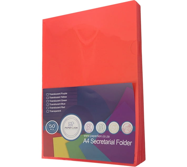 Paper Lion L-Shaped PVC Secretarial Folder (Set of 50, Red) | Makro