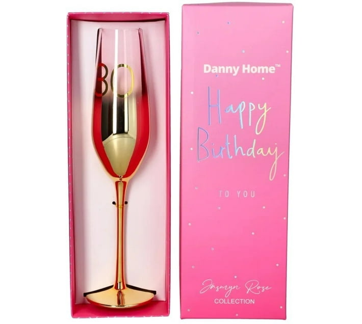 DH 30th Birthday Champagne Glass (250 ml, Glass, Multicolour) | Makro