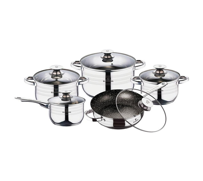 Someone’s in a Makro Blaumann 10-Piece Stainless Steel Cookware Set ...