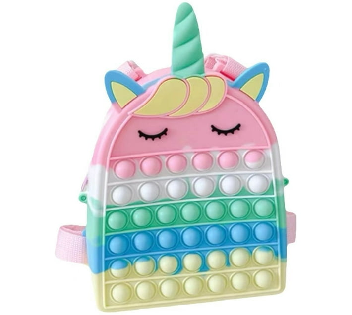 selam beauty Mini Cartoon Unicorn Design Colorblock Pop It Backpack ...
