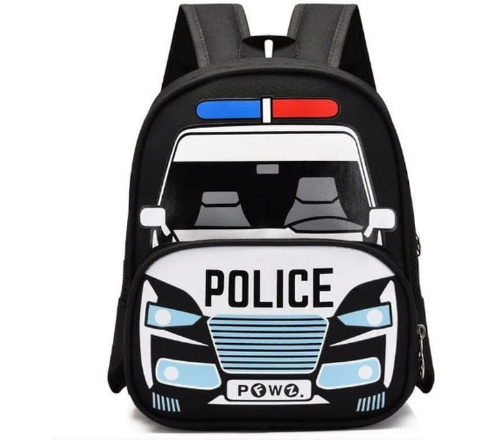 miss bliss imports Cartoon Print Black Police Car School Backpack ...