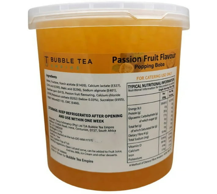 Bubble Tea Empire Passion Fruit Popping Boba Infusion Tea Drum (3.2 kg ...